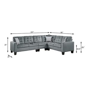 Lexicon Leighton Fabric Reversible Sectional Sofa, Gray