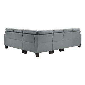 Lexicon Leighton Fabric Reversible Sectional Sofa, Gray