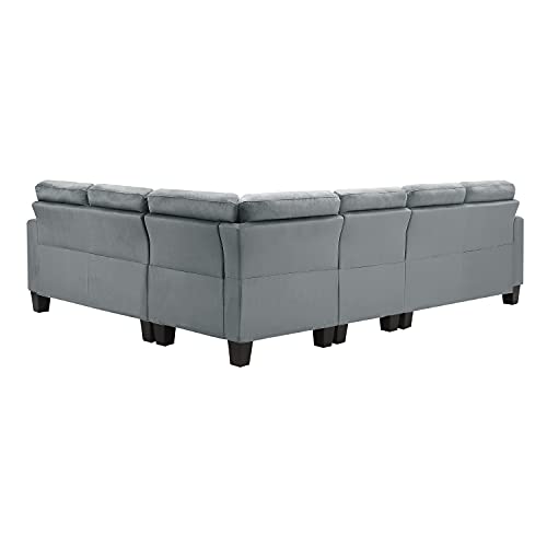 Lexicon Leighton Fabric Reversible Sectional Sofa, Gray