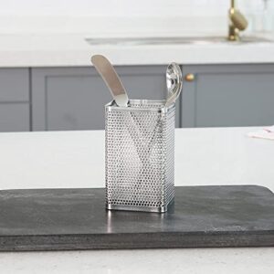 LENITH Kitchen Utensil Chopsticks Perforated Holder with Hooks - Stainless Steel Storage for Organizer Dishwasher Safe (Small Square)