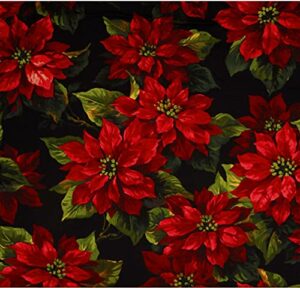 michael miller scarlet poinsettia, black