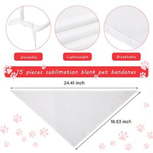 15 Pieces Sublimation Pet Bandana Heat Transfer Washable Triangle Dog Scarf Sublimation Blank DIY Triangle Dog Bib Heat Press Pet Triangle Bibs Kerchief Accessories for Dogs Puppy Cats