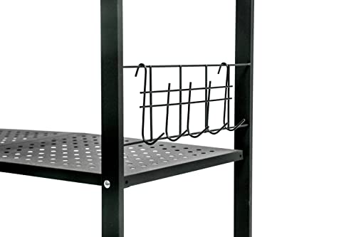 SPAXCEL 3-Tier Foldable Storage Shelves,No Assembly/No Tools Required,3 Tier Shelf,Metal Shelf Organizer,Black