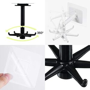 360° Rotating Folding Hook Multi-Purpose,180 Degrees Vertical Flip Hook No Drilling Self Adhesive Flip Waterproof Hooks, Space Saving Easy to Install, Suitable for Home Bathroom Kitchen Office, Black