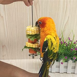 Pet Bird Food Fork Stainless Steel Hanging Bird Treat Feeders Bird Treat Skewer Parrot Foraging Toy for Parrots Cockatoo Cockatiel