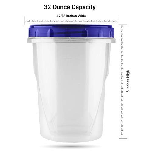 [16 Oz 5 Ct - 32 Oz 3 Ct Combo Pk] Combo Twist Top Food Kitchen Storage Containers Leak-Proof Airtight Soup Storage Canisters with Screw & Seal Lids BPA-Free Stackable Reusable 16 and 32-Ounce