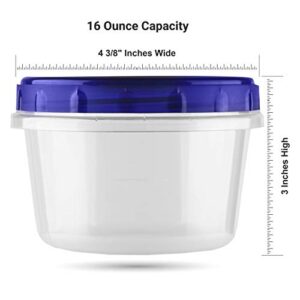 [16 Oz 5 Ct - 32 Oz 3 Ct Combo Pk] Combo Twist Top Food Kitchen Storage Containers Leak-Proof Airtight Soup Storage Canisters with Screw & Seal Lids BPA-Free Stackable Reusable 16 and 32-Ounce