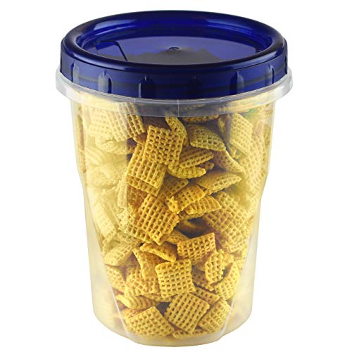 [16 Oz 5 Ct - 32 Oz 3 Ct Combo Pk] Combo Twist Top Food Kitchen Storage Containers Leak-Proof Airtight Soup Storage Canisters with Screw & Seal Lids BPA-Free Stackable Reusable 16 and 32-Ounce