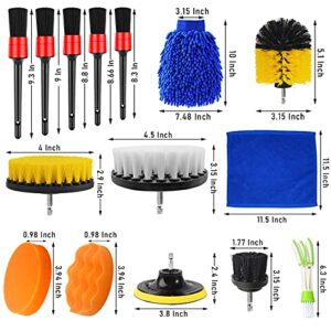 TTCR-II 16 Pcs Car Detailing Kit, Car Cleaning Kit, Drill Brush Set Car Detailing Exterior Interior Car Detailing Kit (Detailing Brush, Drill Brush Set, Polishing Pad, Vent Brush, Towers, Mitt)