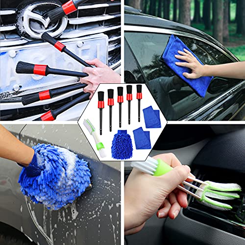 TTCR-II 16 Pcs Car Detailing Kit, Car Cleaning Kit, Drill Brush Set Car Detailing Exterior Interior Car Detailing Kit (Detailing Brush, Drill Brush Set, Polishing Pad, Vent Brush, Towers, Mitt)