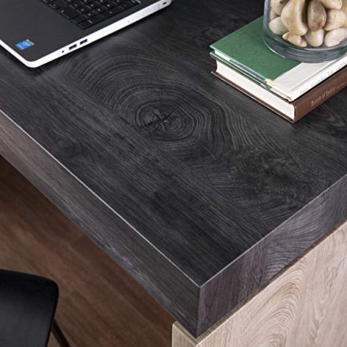 SEI Furniture Hapsford Desk, Standard, Black, Natural