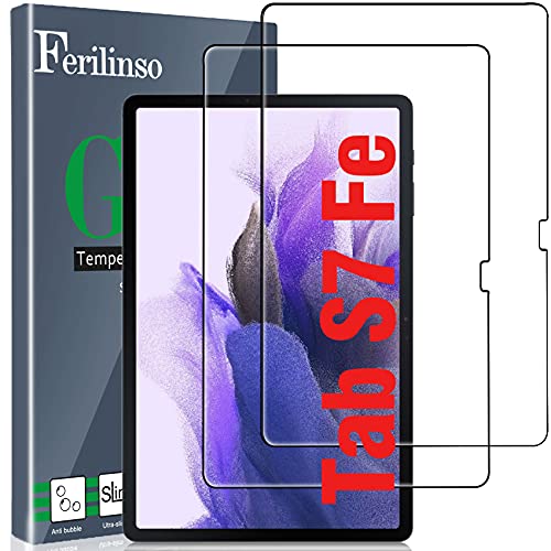 Ferilinso Designed for Samsung Galaxy Tab S7 Fe 5G 12.4 inch 2021 Screen Protector, [Tempered-Glass] [Military Protective] [HD Clear] [Case Friendly] [Anti-Fingerprint] [Anti-Scratch] [Bubble Free]