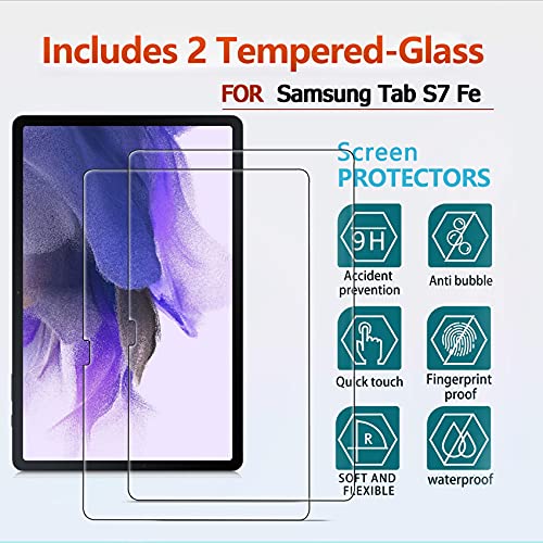 Ferilinso Designed for Samsung Galaxy Tab S7 Fe 5G 12.4 inch 2021 Screen Protector, [Tempered-Glass] [Military Protective] [HD Clear] [Case Friendly] [Anti-Fingerprint] [Anti-Scratch] [Bubble Free]