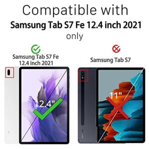 Ferilinso Designed for Samsung Galaxy Tab S7 Fe 5G 12.4 inch 2021 Screen Protector, [Tempered-Glass] [Military Protective] [HD Clear] [Case Friendly] [Anti-Fingerprint] [Anti-Scratch] [Bubble Free]