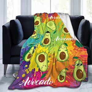 cartoon avocado fruits food decor throw blanket soft lightweight flannel fleece anime blankets for bed chair travelling 60"x50"