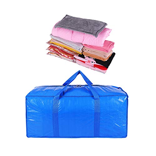 Heavy Duty Extra Large Storage Bags, Moving Bags, College Dorm Essentials, Extra Large Storage Bags for Moving Supplies, Christmas Decorations Storage, Double Zipper Design (Blue 8 pack)