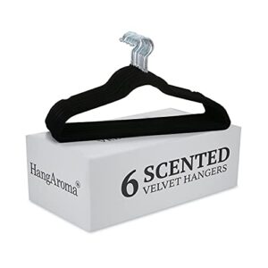 hangaroma non-slip scented velvet hangers - heavy duty clothes hanger - ultra thin space saving 360 degree swivel hook - ideal for coats, jackets, pants, & dress - mint - 6 pack