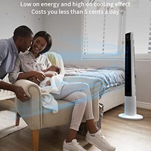 VEOHAUT Tower Fan for Bedroom- 48'' Oscillating Fan with Remote, Cooling, Quiet, Large LED Display, 12-Hour Timer, Electric White Standing Bladeless Fan for Whole House, Home, Office, Living Room