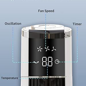 VEOHAUT Tower Fan for Bedroom- 48'' Oscillating Fan with Remote, Cooling, Quiet, Large LED Display, 12-Hour Timer, Electric White Standing Bladeless Fan for Whole House, Home, Office, Living Room