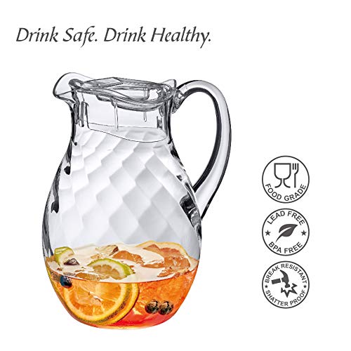 Amazing Abby - Bubbly Whirly - Acrylic Pitcher (72 oz), Clear Plastic Water Pitcher with Lid, Fridge Jug, BPA-Free, Shatter-Proof, Great for Iced Tea, Sangria, Lemonade, Juice, Milk, and More