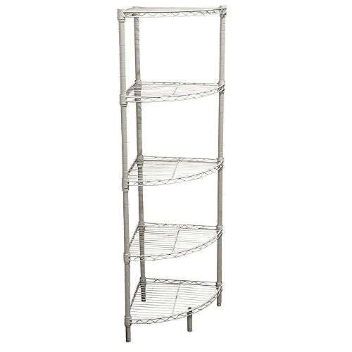 Juggernaut Storage White 5-Tier Corner Steel Wire Shelving Unit (14 in. W x 47 in. H x 14 in. D), WSCR141447-5WH