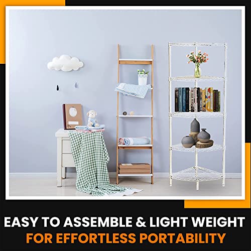 Juggernaut Storage White 5-Tier Corner Steel Wire Shelving Unit (14 in. W x 47 in. H x 14 in. D), WSCR141447-5WH