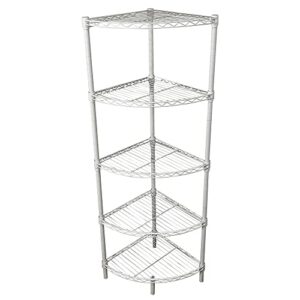 Juggernaut Storage White 5-Tier Corner Steel Wire Shelving Unit (14 in. W x 47 in. H x 14 in. D), WSCR141447-5WH