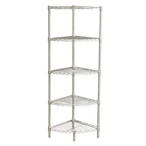 Juggernaut Storage White 5-Tier Corner Steel Wire Shelving Unit (14 in. W x 47 in. H x 14 in. D), WSCR141447-5WH