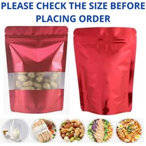 Mylar Bags for Food Storage 50pcs ( 7" x 12 ") Resealable Aluminum Foil Package Bags Smell Proof Cookies Mylar Bags for Long Term Storage Zip lock Packaging and Stand up Pouches (MATTE RED ).