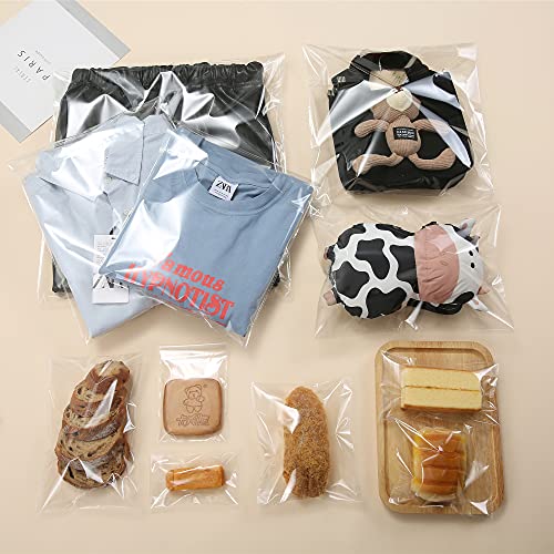 Macoota 200 Pcs 3" x 5" Thick 1.6 Mil Clear Self Sealing Resealable Cellophane Poly Bags Heavy-duty Adhesive Cello Plastic Bags Packaging Bakery Cookie Candy Candle Soap Prints Card Gift OPP Bag