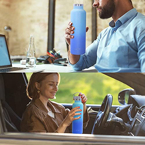 Stainless Steel Vacuum Flask, 750ML/25 oz Double Wall Vacuum Insulated Water Bottle, Portable Travel Vacuum Flask for Outdoor Sports Travel and Office.(Blue）