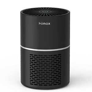 small portable air purifier for home with white noise, himox mini air cleaner for desktop bedroom office car dorm, usb travel air purifier ture hepa filter smoke dust allergy pet odor mold, no adapter