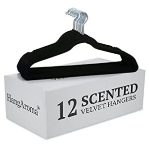 HangAroma Non-Slip Scented Velvet Hangers - Heavy Duty Clothes Hanger - Ultra Thin Space Saving 360 Degree Swivel Hook - Ideal for Coats, Jackets, Pants, & Dress - Mint - 12 Pack