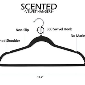 HangAroma Non-Slip Scented Velvet Hangers - Heavy Duty Clothes Hanger - Ultra Thin Space Saving 360 Degree Swivel Hook - Ideal for Coats, Jackets, Pants, & Dress - Mint - 12 Pack