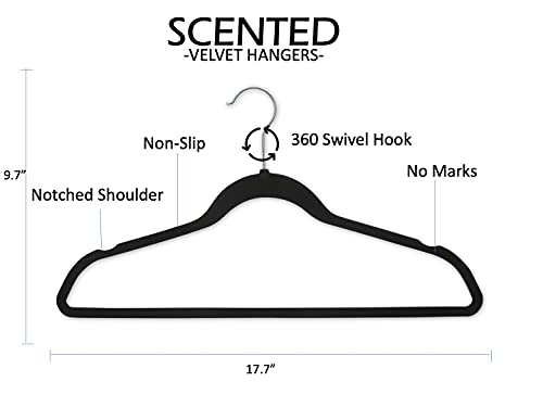 HangAroma Non-Slip Scented Velvet Hangers - Heavy Duty Clothes Hanger - Ultra Thin Space Saving 360 Degree Swivel Hook - Ideal for Coats, Jackets, Pants, & Dress - Mint - 12 Pack