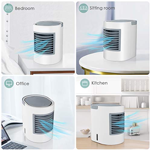 Portable Space Air Conditioner, Evaporative Personal Desk Fan, Quiet Air Cooler Misting Fan, Cordless 3 in 1 USB Air Cooler Desk Fan with Portable Handle for Home Room Office