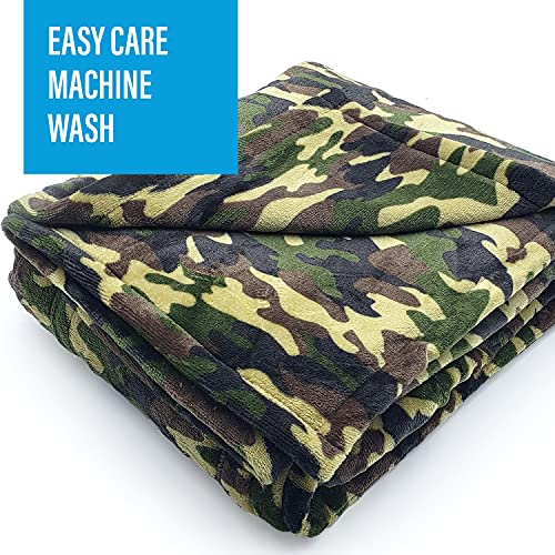 Electric Heated Throw Blanket Fleece with Controller, 50" x 60" , 4 Hours Auto Shut-Off, Fast Warming, Full-Body Comfort, Luxuriously Soft, Machine Washable (Camo)