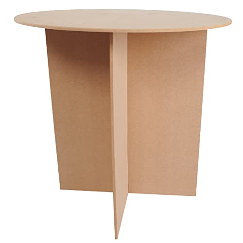 SSWBasics 30 Inch Round Wood Display Table - 250 Pound Weight Capacity - Medium Density Fiberboard - Compatible with Round Tablecloths up to 88 inches - 2 Part Interlocking Finger Groove Base