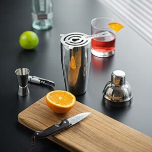 MixMate Stainless Steel Cocktail Shaker Set with Stand - 15-Piece Bartender Kit with Drink Shaker, Bar Spoon, Jigger, Muddler, Strainer, Bottle Opener & Stopper, Pour Spouts, Stirrers, Tongs, Recipes