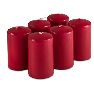 spaas set of 6 red pillar candles - 2.3x4 inch unscented pillar candles | decorative red pillar candles for home décor, power outage emergency, memorial, vigil ceremony, weddings, and parties