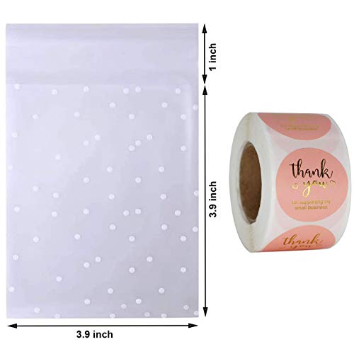 100PCS Self Adhesive Cookie Bags Treat Bags, Resealable Cellophane Bags, White Polka Dot Individual Cookie Bags with Thank You Stickers for Gift Giving