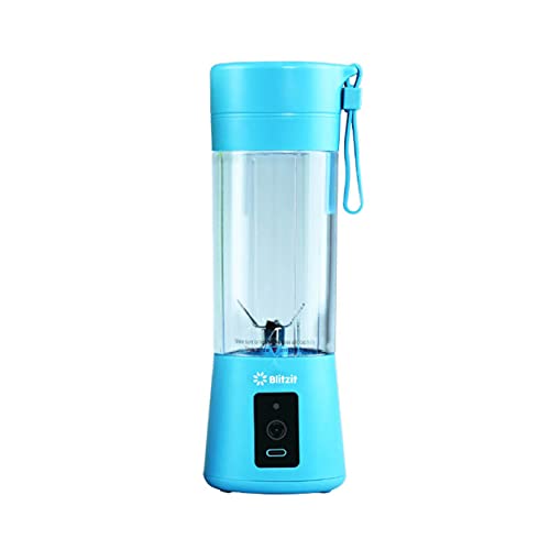 BLITZIT Portable Blender, Personal Size Blender Shakes and Smoothies Mini Jucier Cup USB Rechargeable Battery Strong Power Ice Blender Mixer Home Office Sports (BLUE)