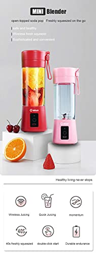 BLITZIT Portable Blender, Personal Size Blender Shakes and Smoothies Mini Jucier Cup USB Rechargeable Battery Strong Power Ice Blender Mixer Home Office Sports (BLUE)