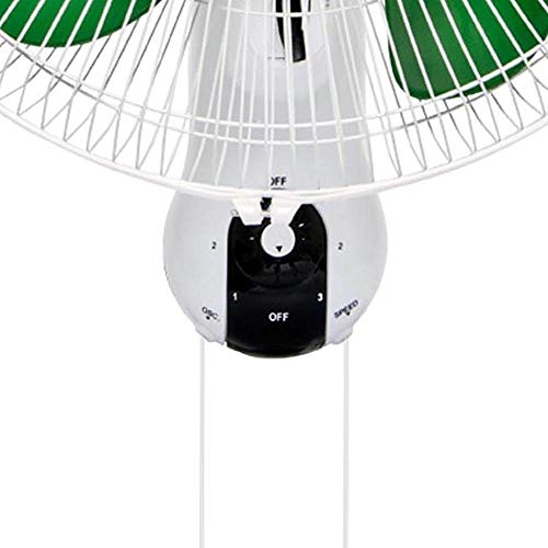 Active Air ACF16 16 inch 3-Speed Wall-Mountable 90-Degree Oscillating Hydroponic Grow Fan with Spring-Loaded Plastic Clip, White/Green