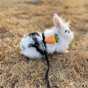 Adjustable Bunny Rabbit Harness and Leash Set, Small Pet Cute Vest Harness Leash for Safety Walking Running, Soft Harness Leash Fit Rabbit Bunny Guinea Pig Puppy Kitten Ferrets's Outdoor Cat Harness-S