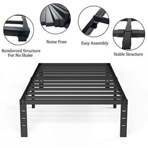 Twin Size Metal Bed Frame 14 inch High 3000lbs Heavy Duty Twin Platform No Box Spring Needed Easy to Assemble Noise Free-Twin Black