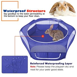 VavoPaw Small Animals Playpen, Breathable Pet Cage Tent with Double-Opening Zipper, Portable Outdoor Exercise Yard Fence for Hedgehog Hamster Kitten Bunny Squirrel Guinea Pig, Indigo