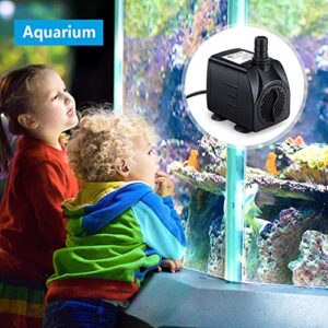 CWKJ Fountain Pump, 2 Packs 220GPH(15W 900L/H) Submersible Water Pump, Durable Outdoor Fountain Water Pump with 7.2ft（2.2m） Power Cord, 3 Nozzles for Aquarium, Pond, Fish Tank, Water Fountain Pump