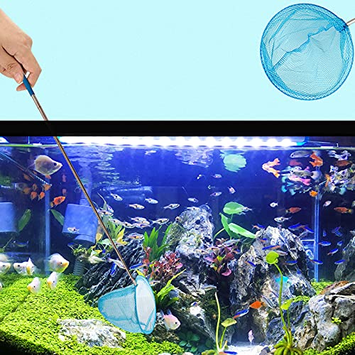 BKDMZZMY Fish Tank Plants, Small Artificial Aquarium Plants with Extendable Fish Net Fake Aquatic Plants Accessories Fish Tank Decorations, Realistic Plastic Aquarium Plants Safe for Fish (8+1PCS)