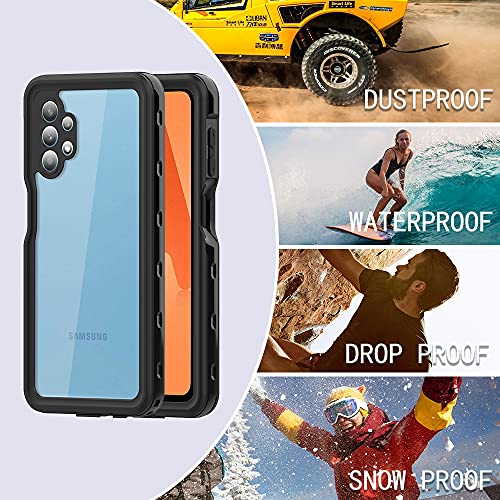 Samsung Galaxy A32 5G Waterproof Case with Built-in Screen Protector Dustproof Shockproof Drop Proof Case, Rugged Full Body Underwater Protective Cover for Samsung Galaxy A32 5G (Black)